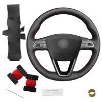 China Seat Leon 5F Mk3 MK2 FR 1999-2019 Stylish Leather Steering Wheel Cover Hand Stitching for sale