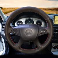 China Maroon Steering Wheel Cover for Mercedes Benz W204 2007-2010 C280 C230 C180 C260 C200 C300 for sale