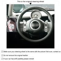 China Mini Cooper Hatchback R50 R52 R53 2001-2006 Convertible 2004-2008 Gray Thread Steering Wheel Cover for sale