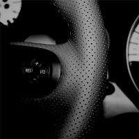 China DIY Genuine Leather Black Hand Stitching Custom Car Wrap Steering Wheel Cover For Mini Coupe for sale