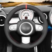China Mini Cooper Coupe S R56 R57 Hatchback Clubman Convertible Countryman Paceman Roadster Leather Steering Wheel Cover 20*15*7cm for sale