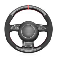 China Carbon Suede Steering Wheel Cover for Audi A1 A3 A4 A5 A6 A7 Allroad RS S6 S7 S8 2013-2018 for sale
