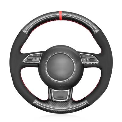 China Carbon Suede Steering Wheel Cover for Audi A1 A3 A4 A5 A6 A7 Allroad RS S6 S7 S8 2013-2018 for sale