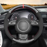 China Carbon Suede Steering Wheel Cover for Audi A1 A3 A4 A5 A6 A7 Allroad RS S6 S7 S8 2013-2018 for sale