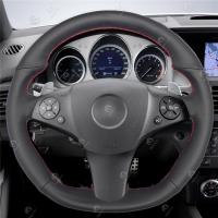 China Hand Sewing Real Leather Steering Wheel Cover for Mercedes Benz AMG C63 W204 C219 E550 E 63 AMG W212 W217 SL 63 R230 C197 R197 for sale