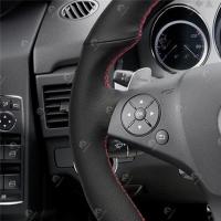 China Hand Sewing Real Leather Steering Wheel Cover for Mercedes Benz AMG C63 W204 C219 E550 E 63 AMG W212 W217 SL 63 R230 C197 R197 for sale
