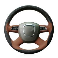 China Hand Sewing Steering Wheel Cover for Audi A4 B7 B8 A6 C6 2004-2011 in Black Brown Leather for sale