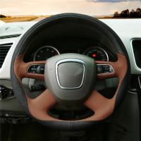 China Hand Sewing Steering Wheel Cover for Audi A4 B7 B8 A6 C6 2004-2011 in Black Brown Leather for sale