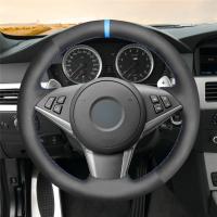 China BMW 525i 530i 540i 545i 550i 650i E60 E61 Touring E63 E64 Coupe Full Suede Steering Wheel Cover Blue Strip for sale