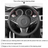 China Black Thread Steering Wheel Cover BMW 525i 530i 540i 545i 550i 650i E60 E61 E63 E64 M Sport M5 M6 for sale