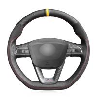 China Custom Suede Black Steering Wheel Cover for Seat Leon Ateca Ibiza Cupra R ST FR 2013-2019 for sale