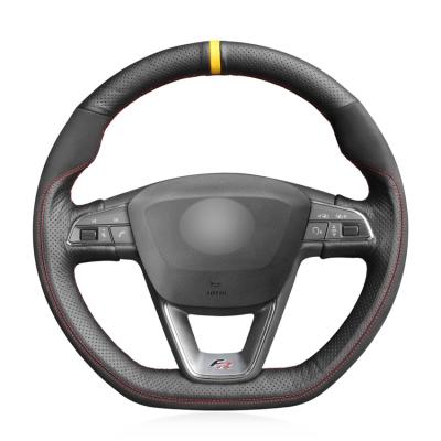 China Custom Suede Black Steering Wheel Cover for Seat Leon Ateca Ibiza Cupra R ST FR 2013-2019 for sale