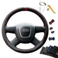 China MEWANT Luxury Leather Car Steering Wheel Cover for Audi A4 B7 B8 A6 C6 2004-2011 for sale