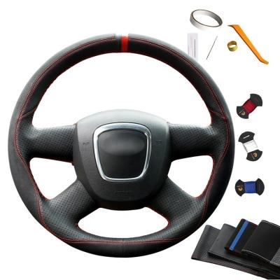 China MEWANT Luxury Leather Car Steering Wheel Cover for Audi A4 B7 B8 A6 C6 2004-2011 for sale