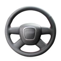 China MEWANT Luxury Leather Car Steering Wheel Cover for Audi A4 B7 B8 A6 C6 2004-2011 for sale