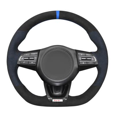 China Business/Luxury Soft Suede Hand Stitch Steering Wheel Cover for Kia Stinger 2017-2022 for sale