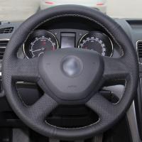 China Red Suede Hand Sew Steering Wheel Wrap Cover for 2014 Skoda Octavia 2013 Skoda Fabia for sale