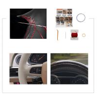 China Carbon Fiber Beige Leather Wood Grain Wrap Steering Wheel Cover For Audi A8 A8L Q7 S8 2005-2011 for sale