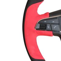 China Seat Leon Ibiza Tarraco Arona Ateca Alhambra 2013-19 Black Suede Steering Wheel Cover for sale