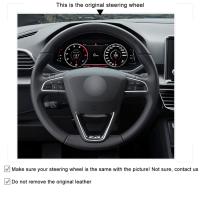 China Seat Leon Ibiza Tarraco Arona Ateca Alhambra 2013-19 Black Suede Steering Wheel Cover for sale