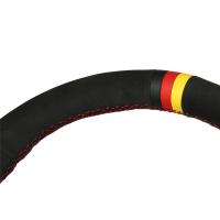 China Customized Black Suede Car Steering Wheel Cover for Audi A3 A4 A5 A8 A8 L Q7 2005-2013 for sale