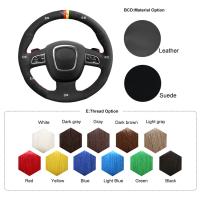 China Customized Black Suede Car Steering Wheel Cover for Audi A3 A4 A5 A8 A8 L Q7 2005-2013 for sale