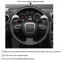 China Customized Black Suede Car Steering Wheel Cover for Audi A3 A4 A5 A8 A8 L Q7 2005-2013 for sale