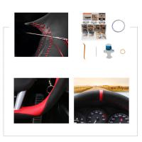 China Black Suede and Red Artificial Leather DIY Steering Wheel Cover for Seat Leon 2009-2012 for sale
