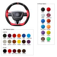 China Black Suede and Red Artificial Leather DIY Steering Wheel Cover for Seat Leon 2009-2012 for sale