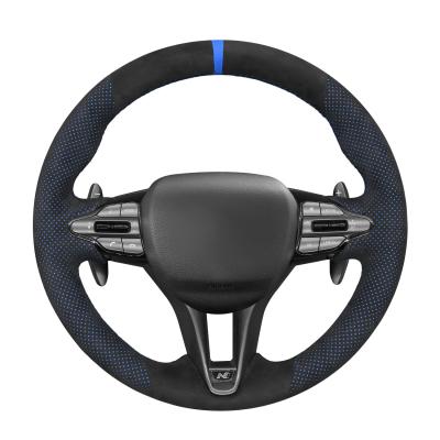 China Custom Fit Suede Steering Wheel Cover for Hyundai Elantra Kona i20 i30 N 2019-2024 for sale