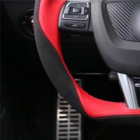 China Black Suede and Red Artificial Leather DIY Steering Wheel Cover for Seat Leon 2009-2012 for sale