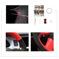 China Red Steering Wheel Cover Suede Red Stitching for Audi A4 B8 A6 C6 300g 2005-2011 for sale