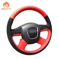 China Red Steering Wheel Cover Suede Red Stitching for Audi A4 B8 A6 C6 300g 2005-2011 for sale