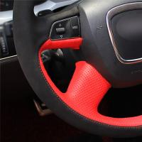 China Red Steering Wheel Cover Suede Red Stitching for Audi A4 B8 A6 C6 300g 2005-2011 for sale