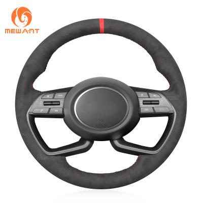 China Personalized Black Suede Steering Wheel Cover for Hyundai i20 III Bayon 2020 2021 2022 for sale