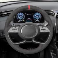 China Personalized Black Suede Steering Wheel Cover for Hyundai i20 III Bayon 2020 2021 2022 for sale