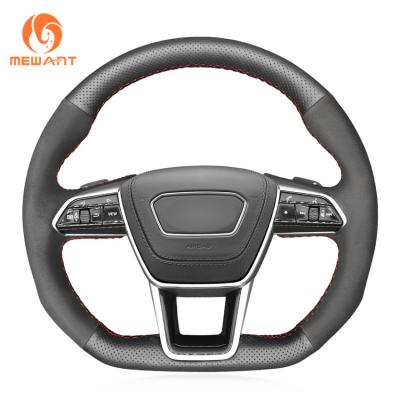 China Black Hand Stitching Suede Leather Steering Wheel Cover for Audi A6 C8 Avant Allroad A7 K8 Sportback S6 S7 Coupe RS6 RS4 RS7 for sale
