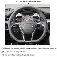 China Black Hand Stitching Suede Leather Steering Wheel Cover for Audi A6 C8 Avant Allroad A7 K8 Sportback S6 S7 Coupe RS6 RS4 RS7 for sale