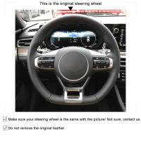 China Full Black Suede Hand Sewing Steering Wheel Cover for Kia Sportage K5 GT Line 2021 2022 2023 for sale