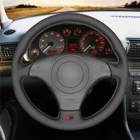 China Black Leather Steering Wheel Cover for Audi TT 8N Coupe Cabriolet A8 D2 S8 S4 B5 Avant S6 C5 S8 for sale