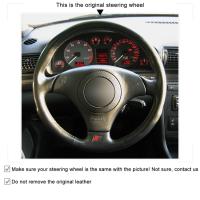 China Black Leather Steering Wheel Cover for Audi TT 8N Coupe Cabriolet A8 D2 S8 S4 B5 Avant S6 C5 S8 for sale