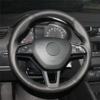 China Leather DIY Steering Wheel Cover for Skoda Octavia Fabia Rapid Spaceback Superb 2016 2017 for sale