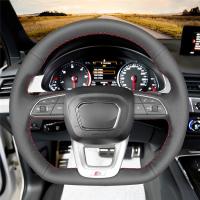 China Black Hand Stitching PU Leather Steering Wheel Cover for Audi Q3 Q5 SQ5 Q7 SQ7 Q8 SQ8 2015-2022 for sale