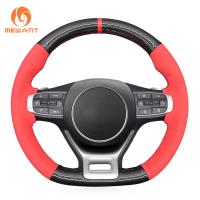 China Carbon Red Suede Hand Sewing Steering Wheel Cover for Kia Sportage K5 GT Line 2021 2022 2023 for sale