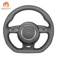 China 2010-2016 Audi A5 A7 RS5 RS7 S3 S4 S5 S6 S7 SQ5 Hand Sewn Dark Brown Nappa Leather Steering Wheel Cover for sale