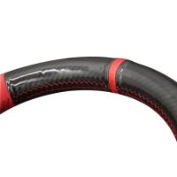 China Carbon Red Suede Hand Sewing Steering Wheel Cover for Kia Sportage K5 GT Line 2021 2022 2023 for sale