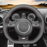 China 2010-2016 Audi A5 A7 RS5 RS7 S3 S4 S5 S6 S7 SQ5 Hand Sewn Dark Brown Nappa Leather Steering Wheel Cover for sale