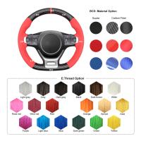China Carbon Red Suede Hand Sewing Steering Wheel Cover for Kia Sportage K5 GT Line 2021 2022 2023 for sale