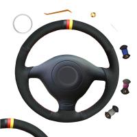 China Custom Hand Sewing Black Suede Steering Wheel Cover for Volkswagen Golf 4 Passat B5 Polo Seat Leon 1996-2003 for sale