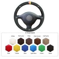China Custom Hand Sewing Black Suede Steering Wheel Cover for Volkswagen Golf 4 Passat B5 Polo Seat Leon 1996-2003 for sale